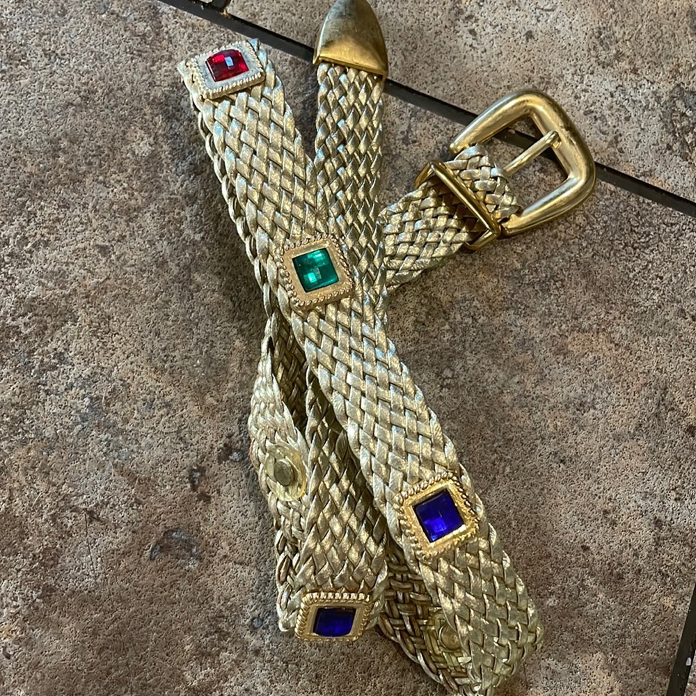 Omega Vintage Bling Crown Jewels Grommet Belt - Gem